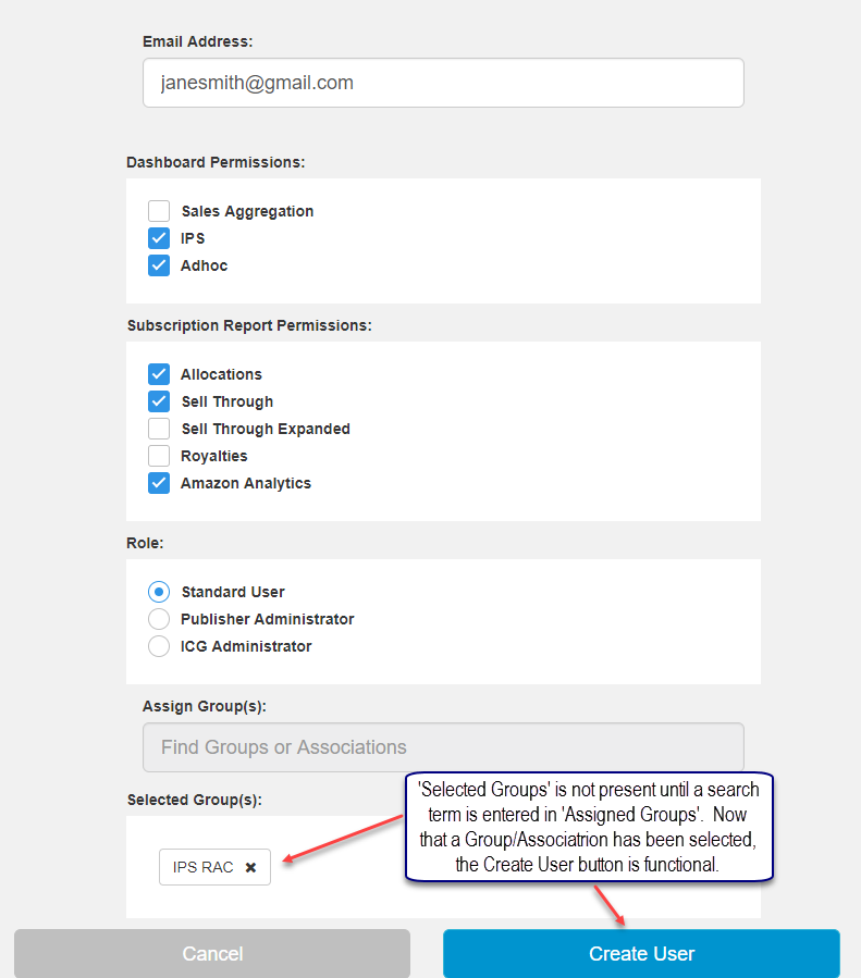 Why can't I create a new user? A prohibition symbol appears on the ...